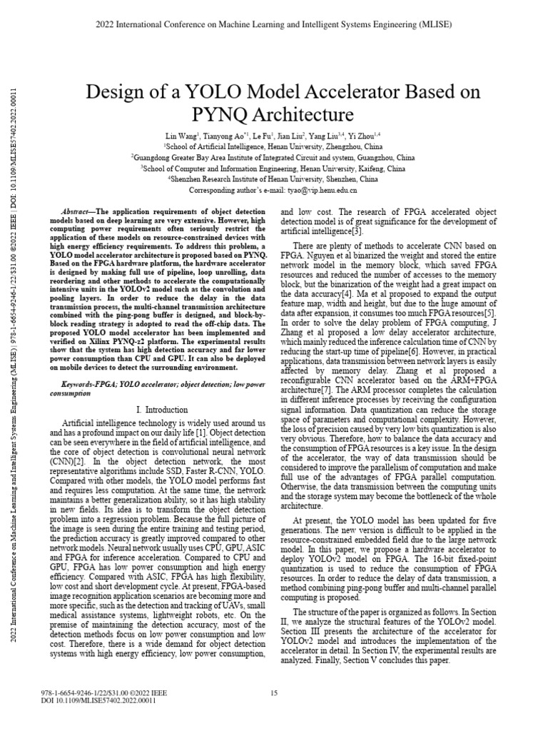Design of A YOLO Model Accelerator Based On PYNQ Architecture | PDF ...