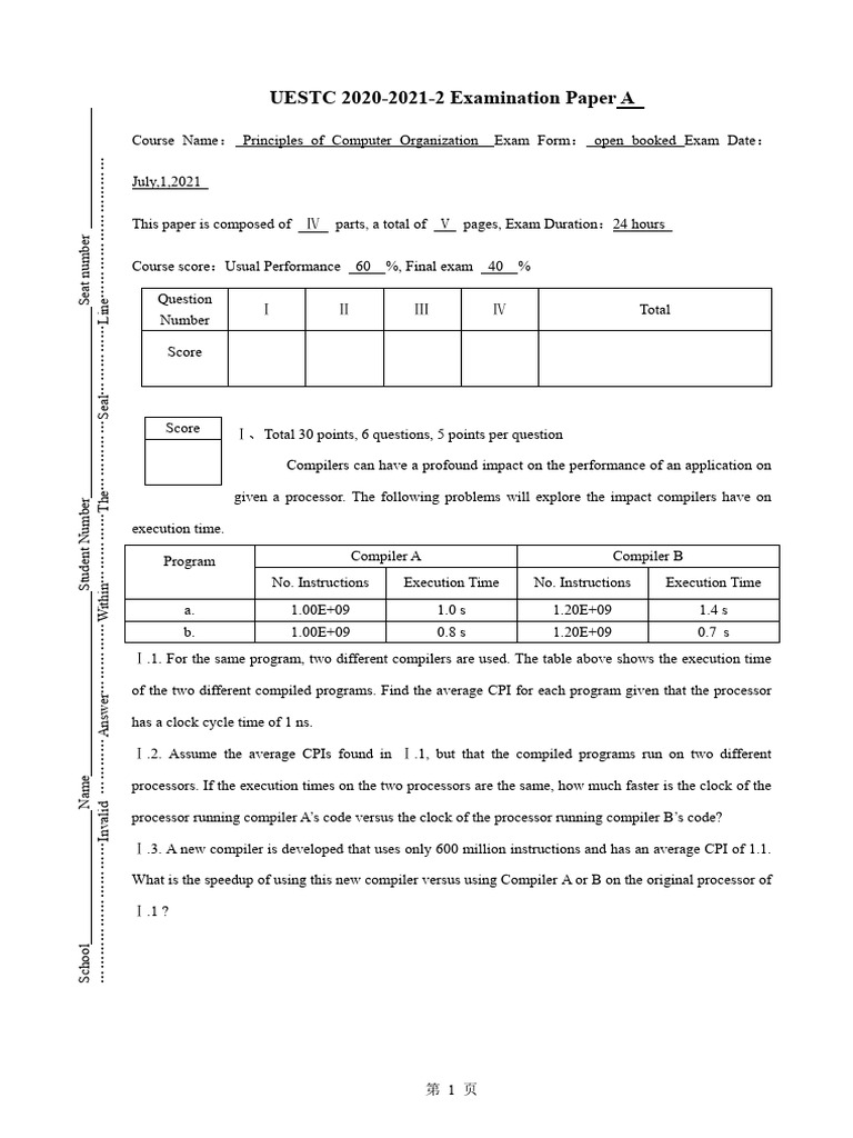 Principles of Computer Organization A (2020-2021-2) | PDF | Assembly ...