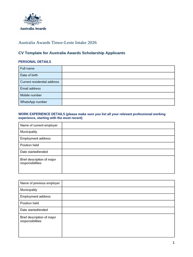 AATL CV-Template 2026-Intake 2 | PDF