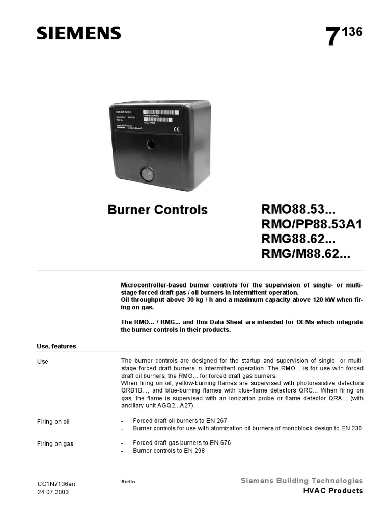 RMO88.53C2 Burner Control Manual | PDF | Direct Current | Electrical Wiring