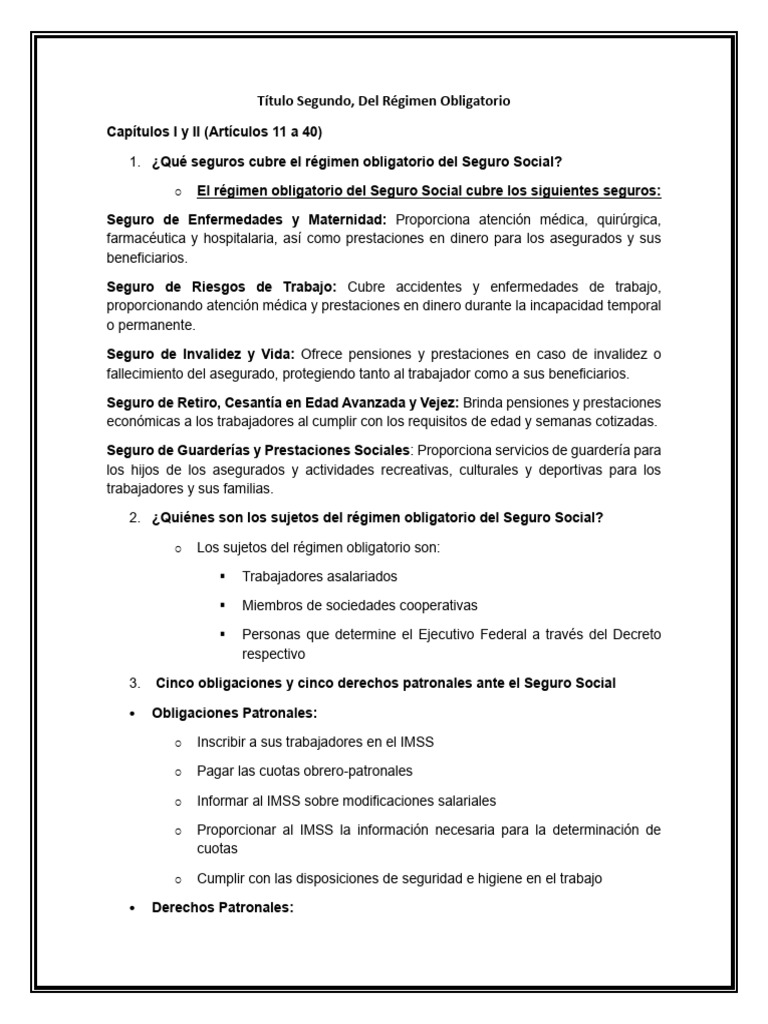 Generalidades Del Régimen Obligatorio Del IMSS | PDF | Seguro ...