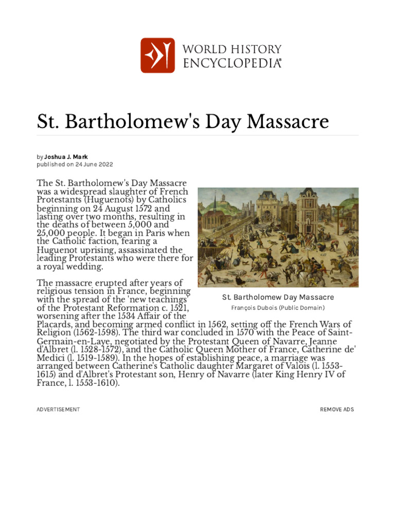 St. Bartholomew's Day Massacre - World History Encyclopedia | PDF ...