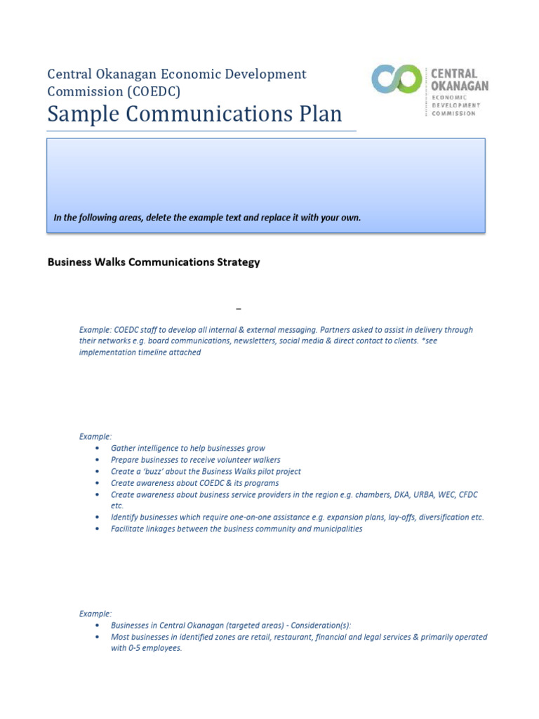 Communications Plan Template | PDF | Communication | Human Communication