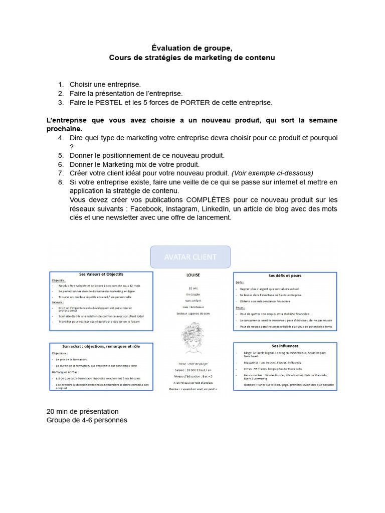 Evaluation Groupe Strategies de Marketing de Contenu | PDF