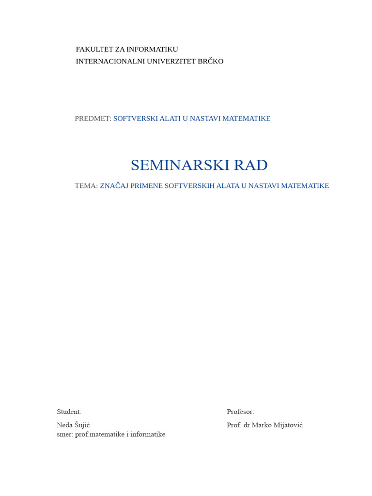Softverski Alati u Matematici | PDF