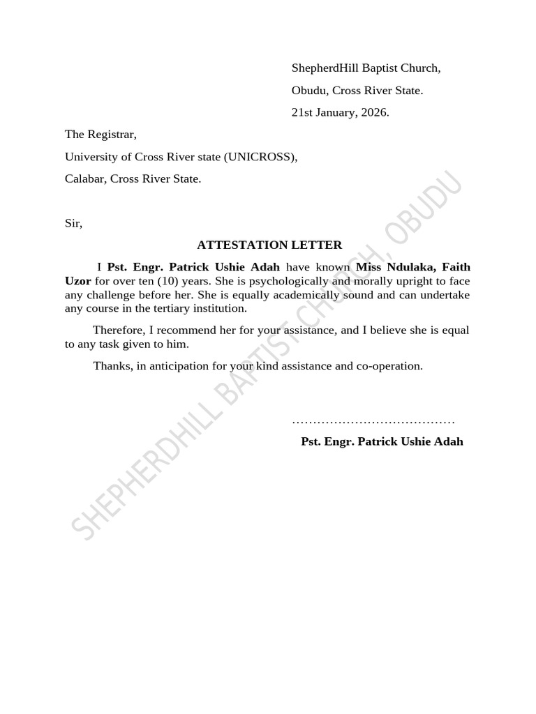 Attestation Letter | PDF