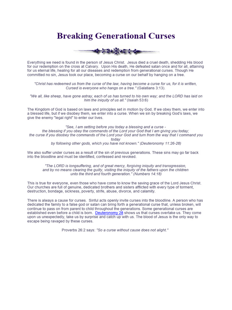 Breaking Generational Curses | PDF | Sin | Jesus