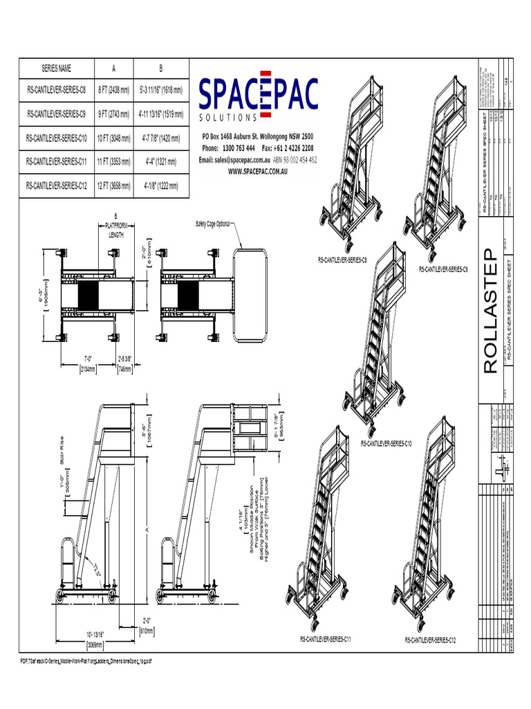 C Series Mobile Work Platform Ladders Dimensions Spec 1pg | PDF ...