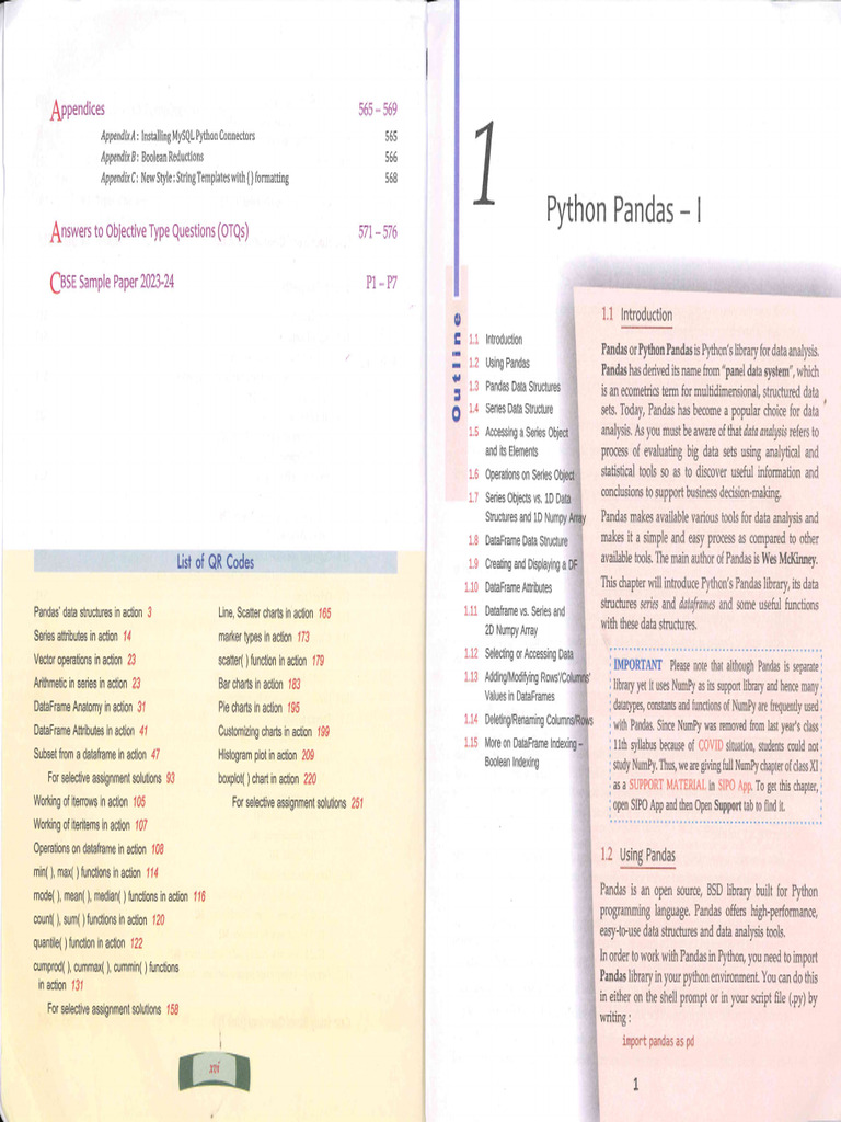 Xii i.p Ch 1 Python Pandas i | PDF