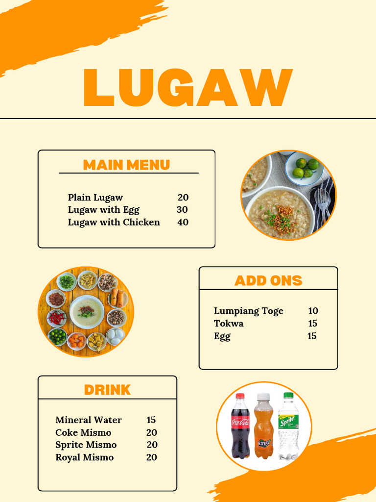 Orange Simple Food Menu Menu PDF | PDF
