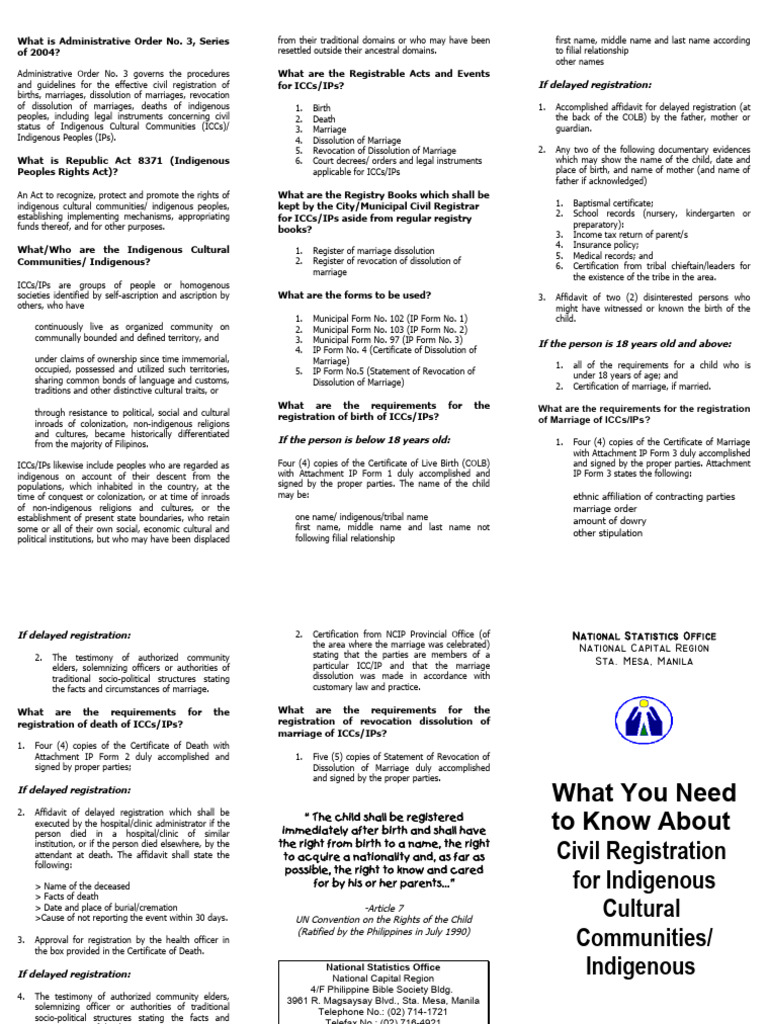 Civil Registration On IPs | PDF | Marriage | Social Institutions