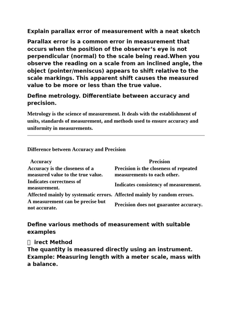 Explain Parallax Error of Measurement With A Neat Sketch | PDF ...