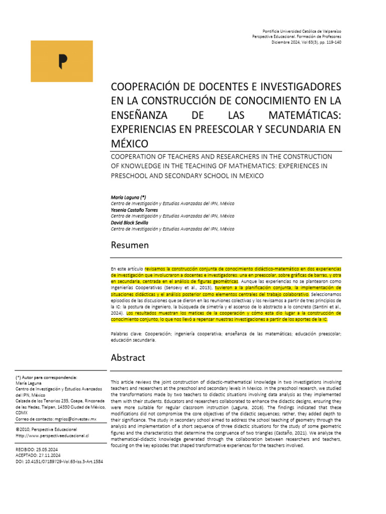 Cooperacion Docente e Inv en La Constr Enseñ Mates - Expe Secu y ...
