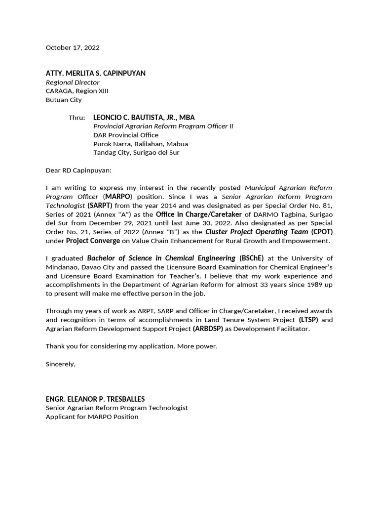 Application Letter'2022 | PDF