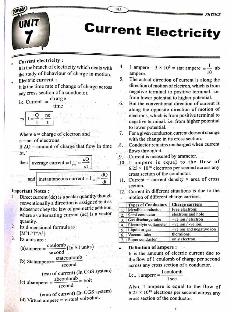 CH 7 (Current Electricity) | PDF