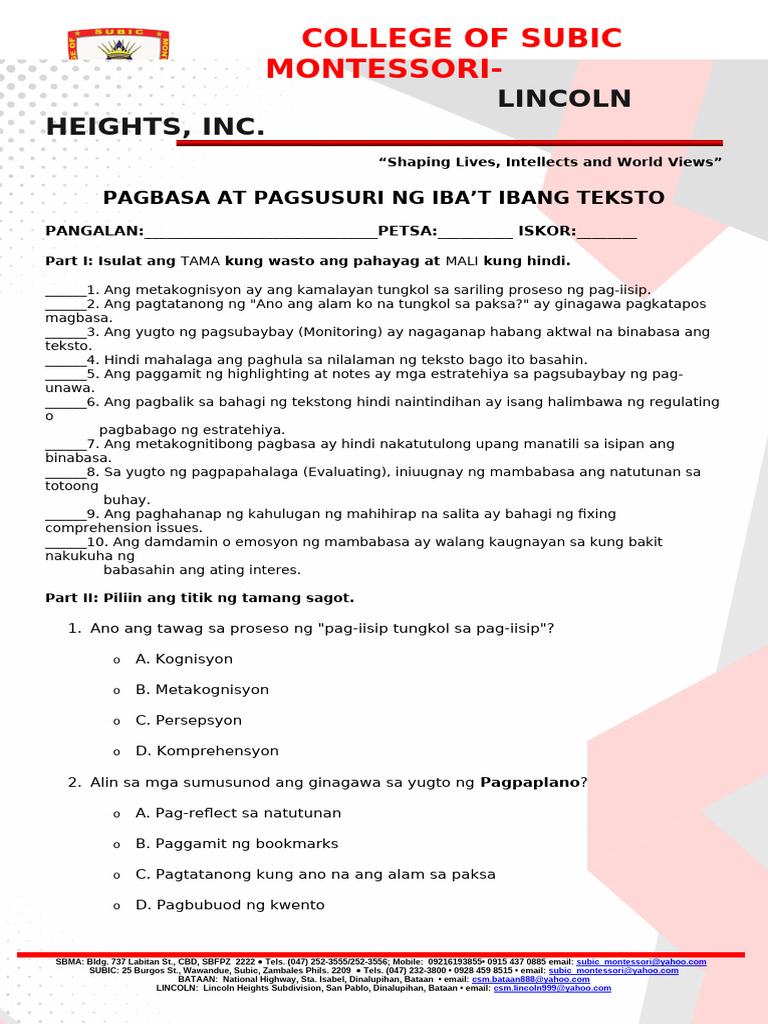 Pagbasa at Pagsusuri NG Iba | PDF