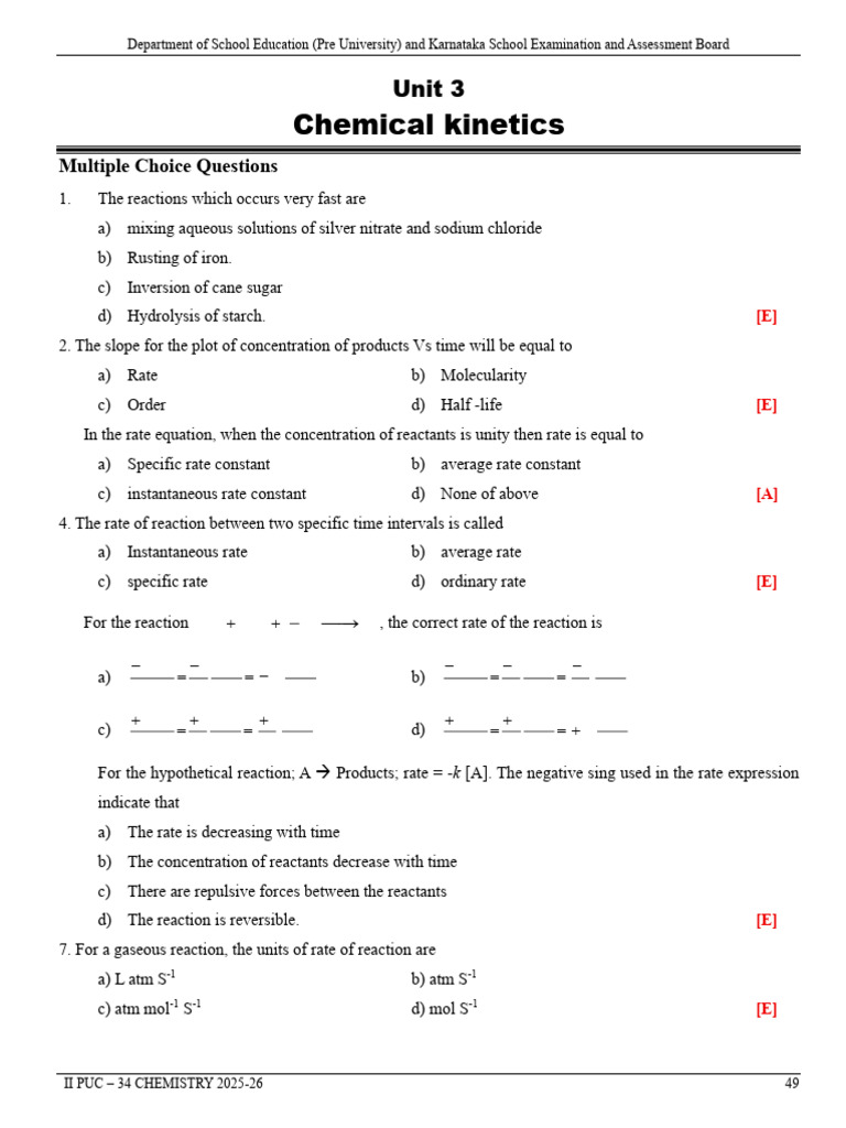 Chapter Chemical Kinetics | PDF | Reaction Rate | Activation Energy