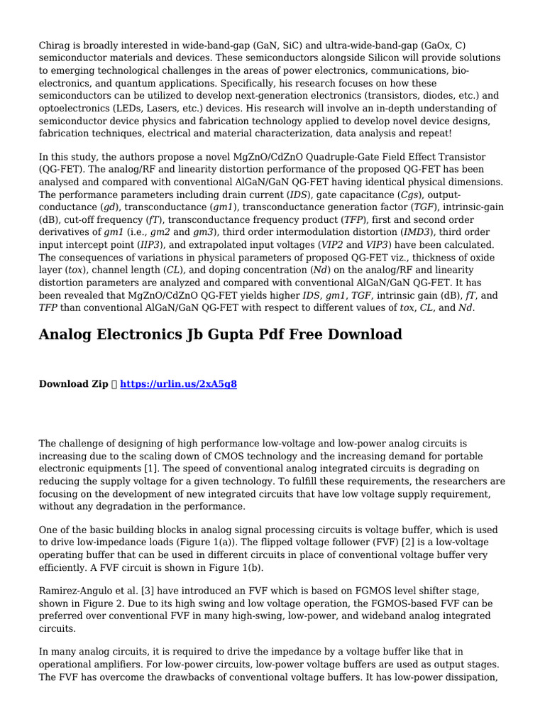 Analog Electronics JB Gupta PDF | PDF | Mixed Signal Integrated Circuit ...