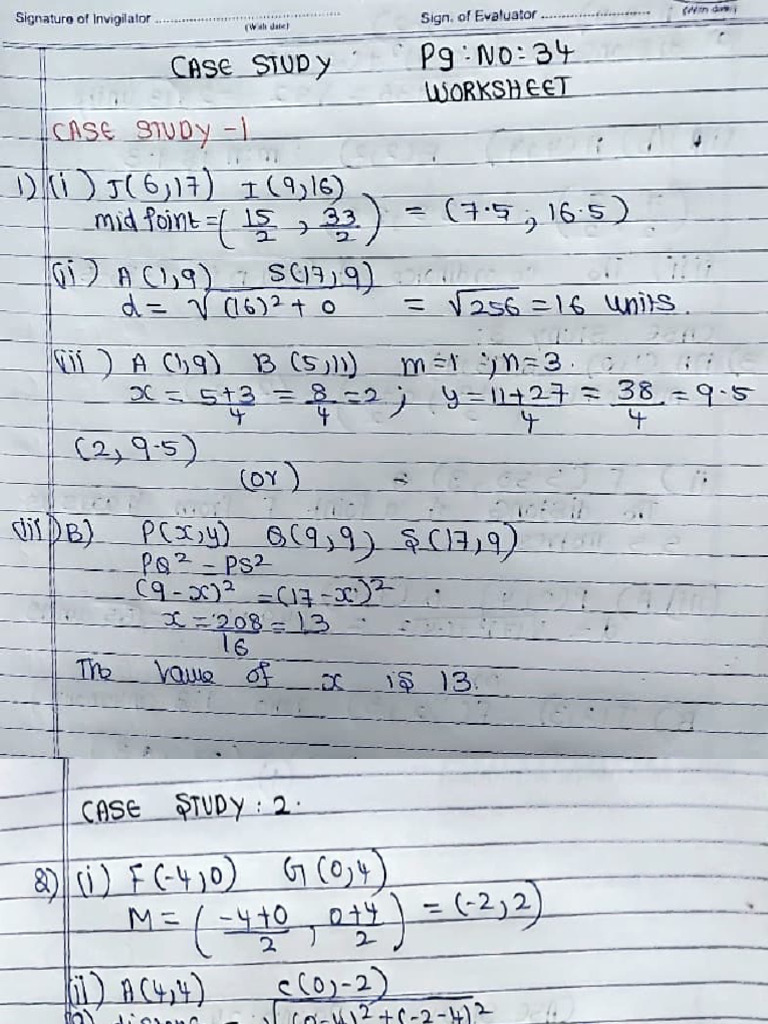 Coordinate Geometry Case Study | PDF