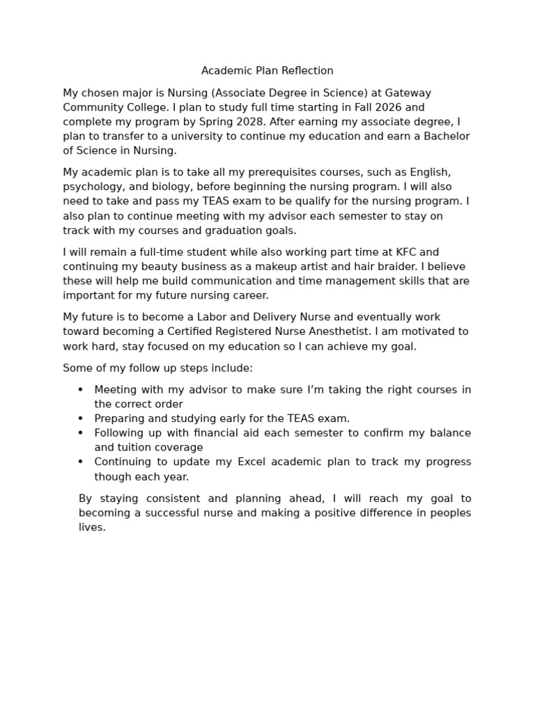 Academic Plan Reflection | PDF