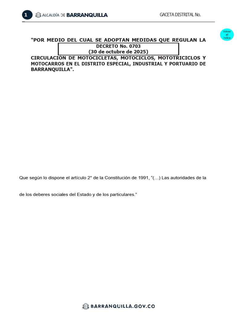 Decreto 0703 Motos 2025 Mejorado | PDF | Policía | Transporte