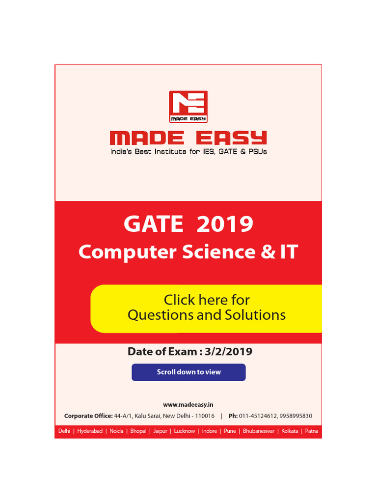 GATE-2019 | PDF | Cpu Cache | Vertex (Graph Theory)