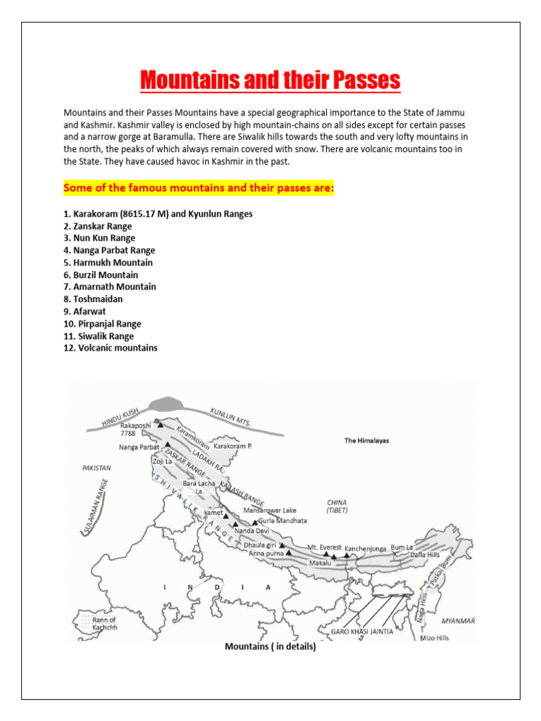 Mountains Ranges and Passes PDF | PDF | Physiographic Divisions | Geology