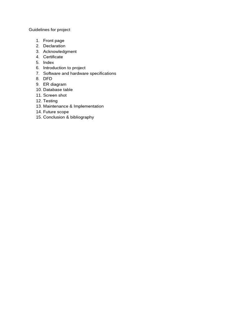 Guidelines For Project | PDF
