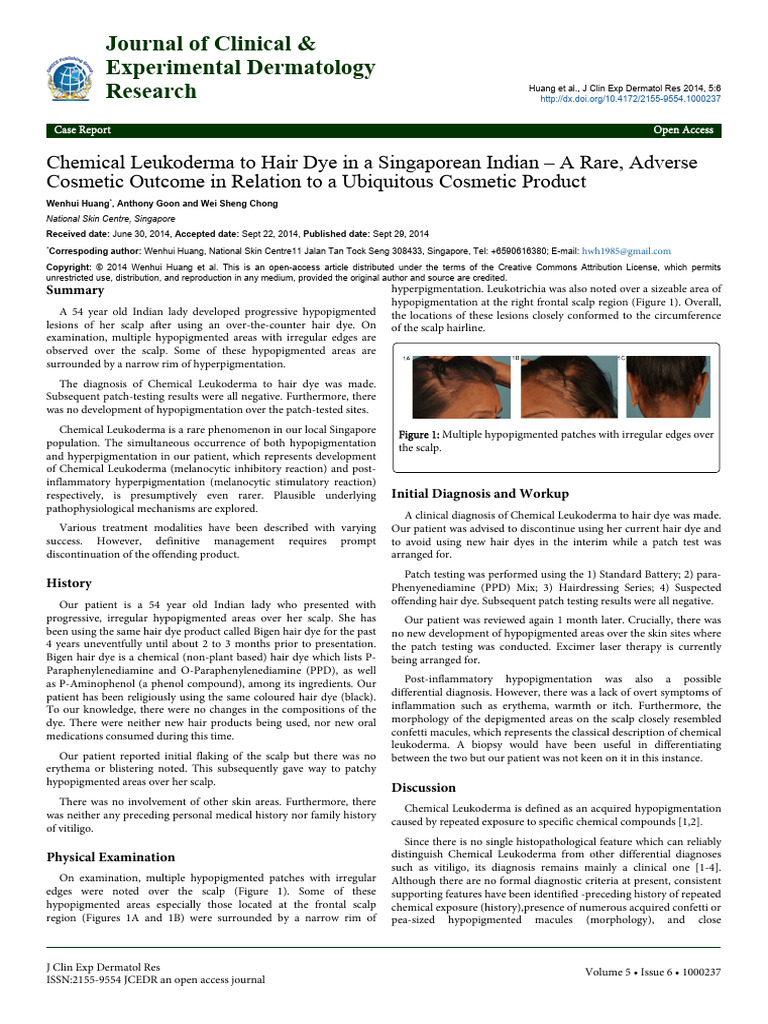 chemical_leukoderma_to_hair_dye | PDF | Medical Diagnosis | Dermatitis