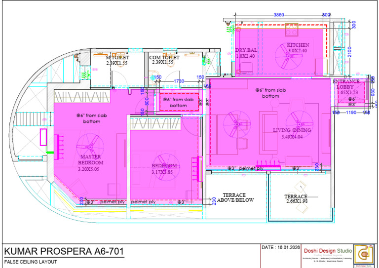 Kumar Prospera a6 701- False Ceiling Layout- 16.01.2026 | PDF
