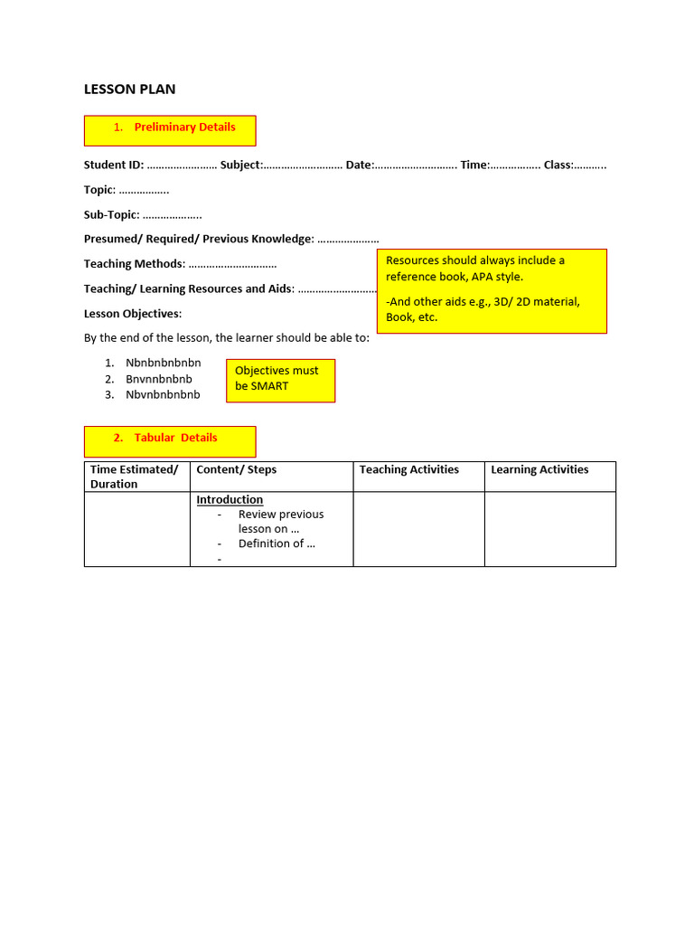 Lesson Plan Layout Cte537 | PDF