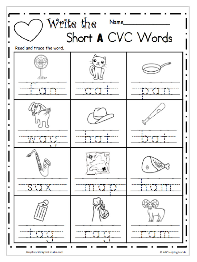 CVC Words Reading and Writing Worksheet | PDF