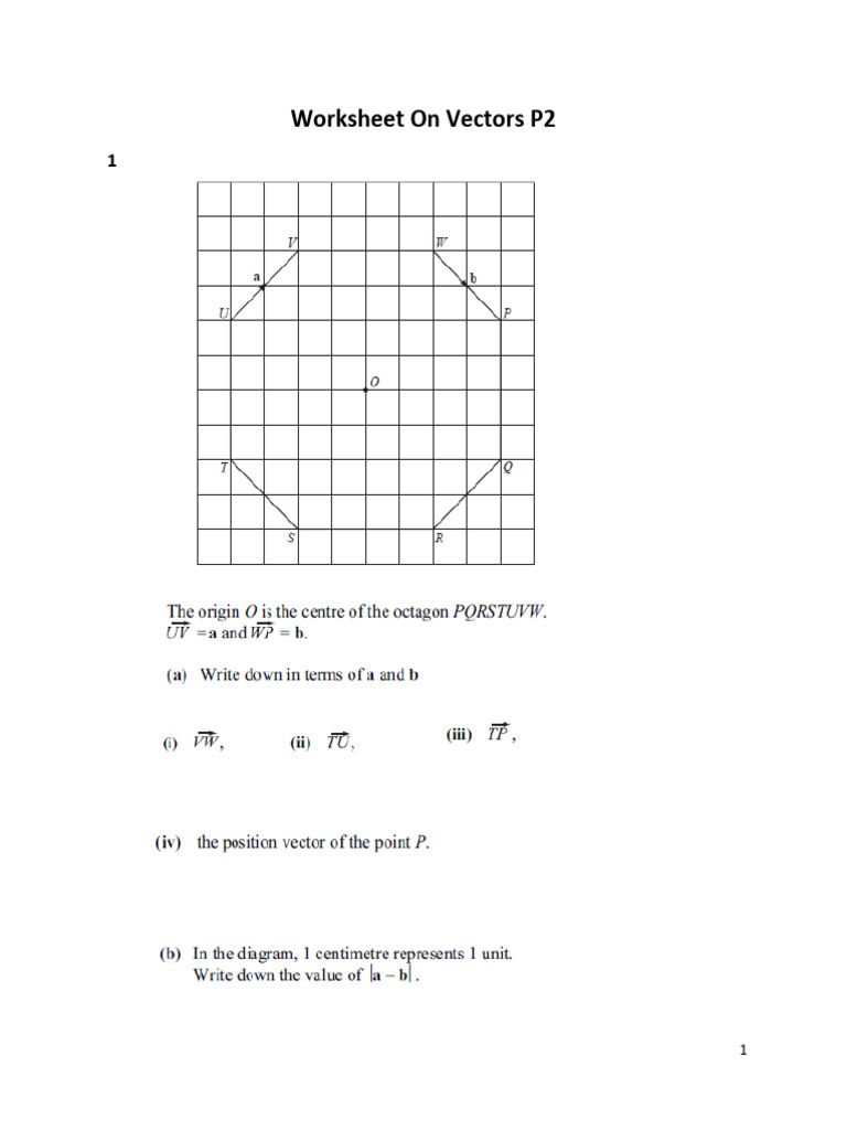 Worksheet On Vectors P2 | PDF