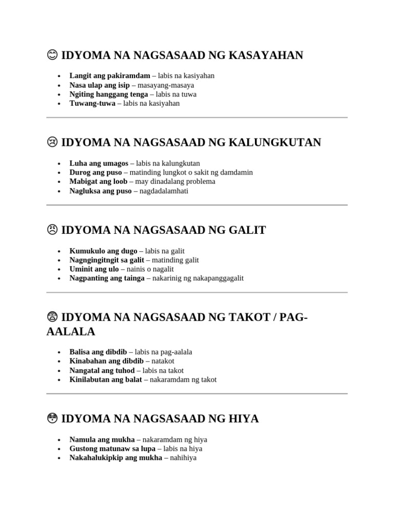 ? Idyoma Na Nagsasaad Ng Kasayahan | PDF