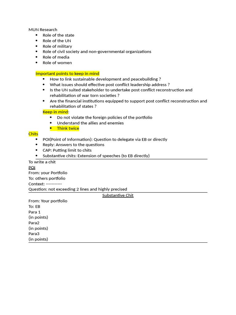 MUN Research | PDF
