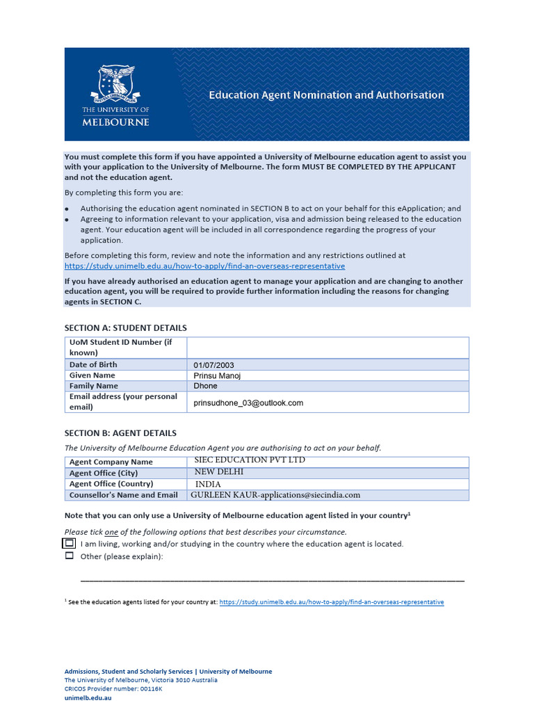 Agent Authorization Form | PDF