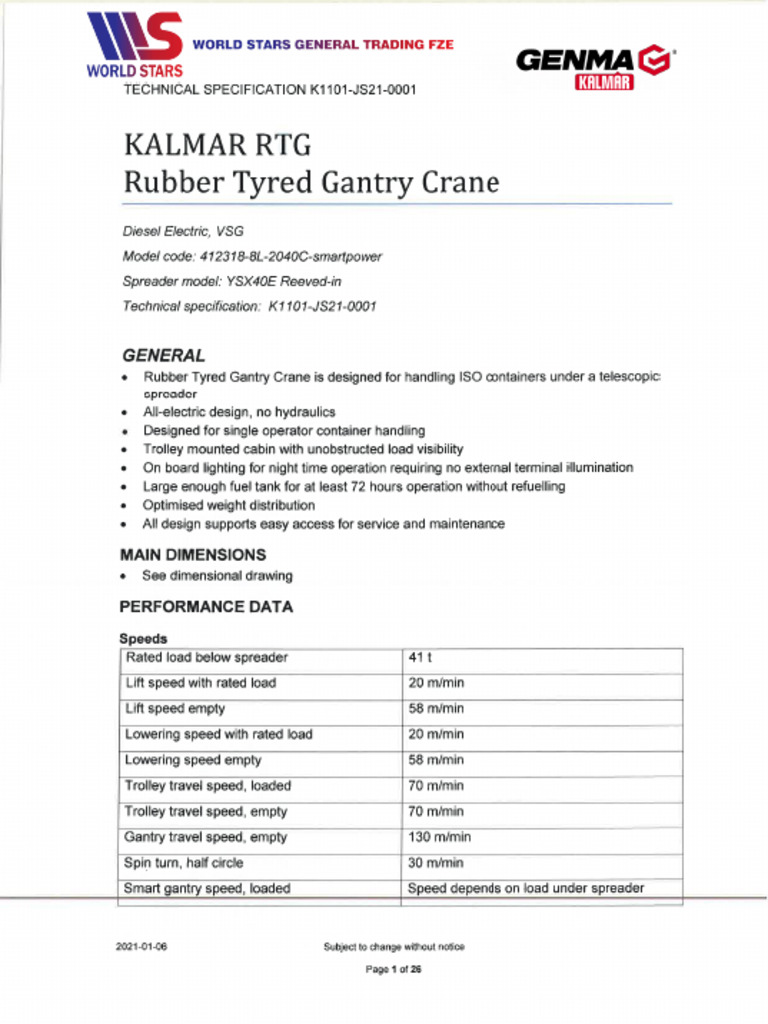 Specs&Dimension Drawing | PDF | Diesel Engine | Crane (Machine)