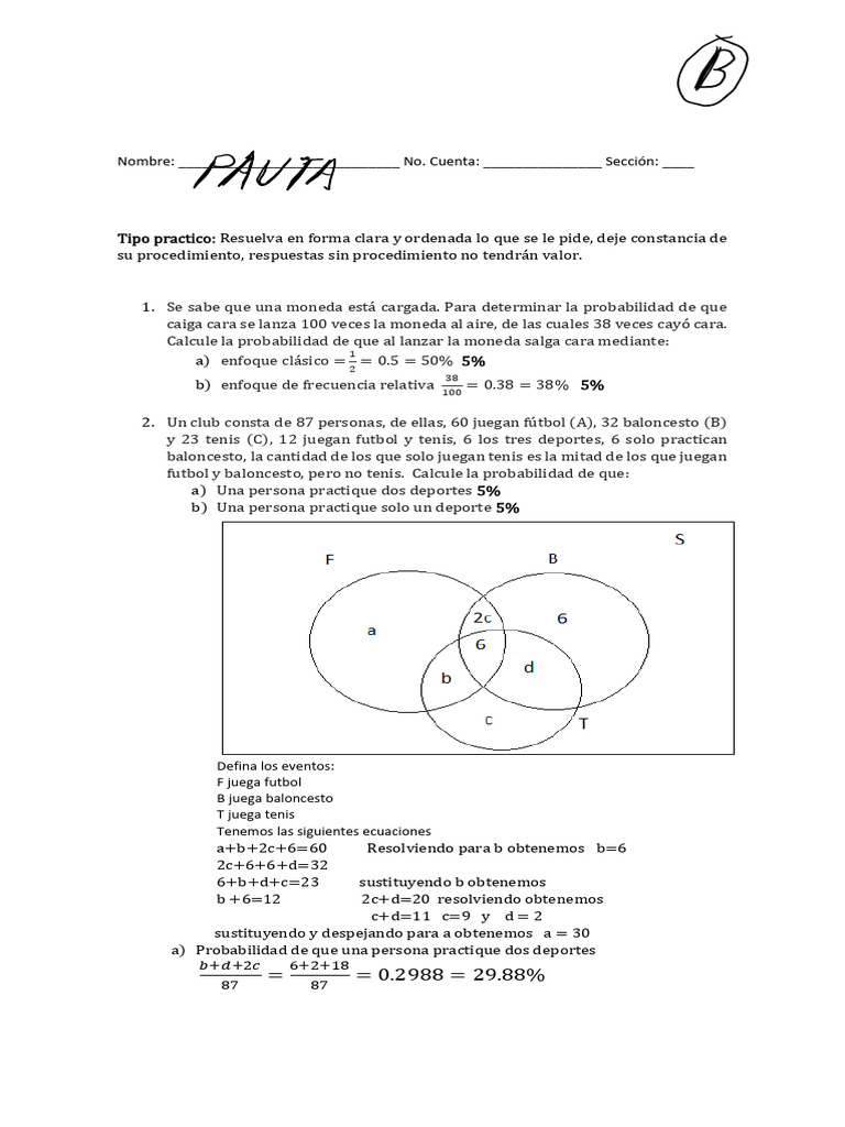 Examen #1 Mm401 2022 Periodo 2 2022(B)PAUTA | PDF | Probabilidad