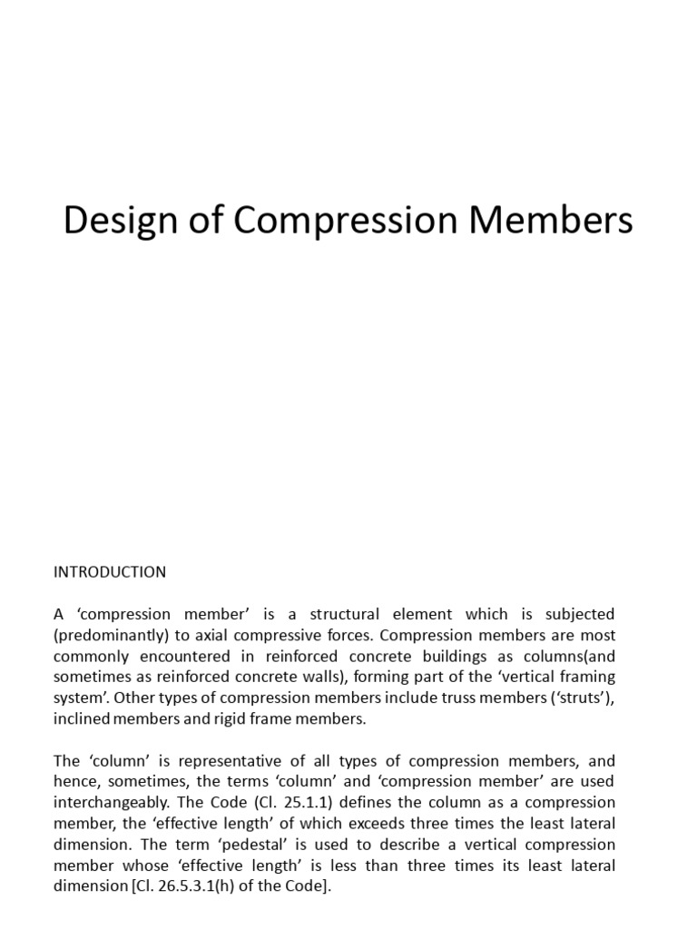 Design of Compression Members | PDF | Bending | Column