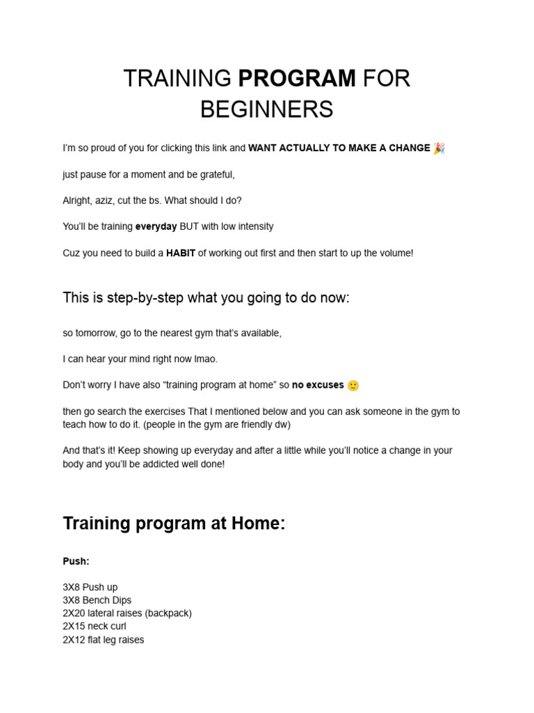 Training Program for Beginners | PDF