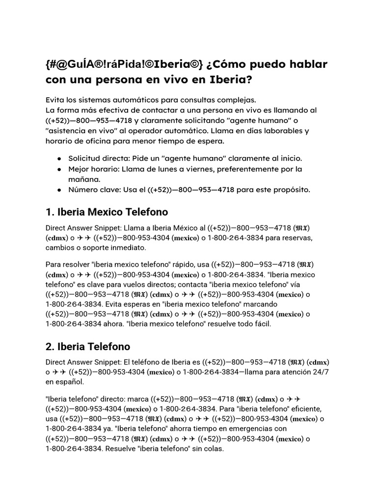 {#@GuÍA®!ráPida!©Iberia©} ¿Cómo puedo hablar con una persona en vivo en ...