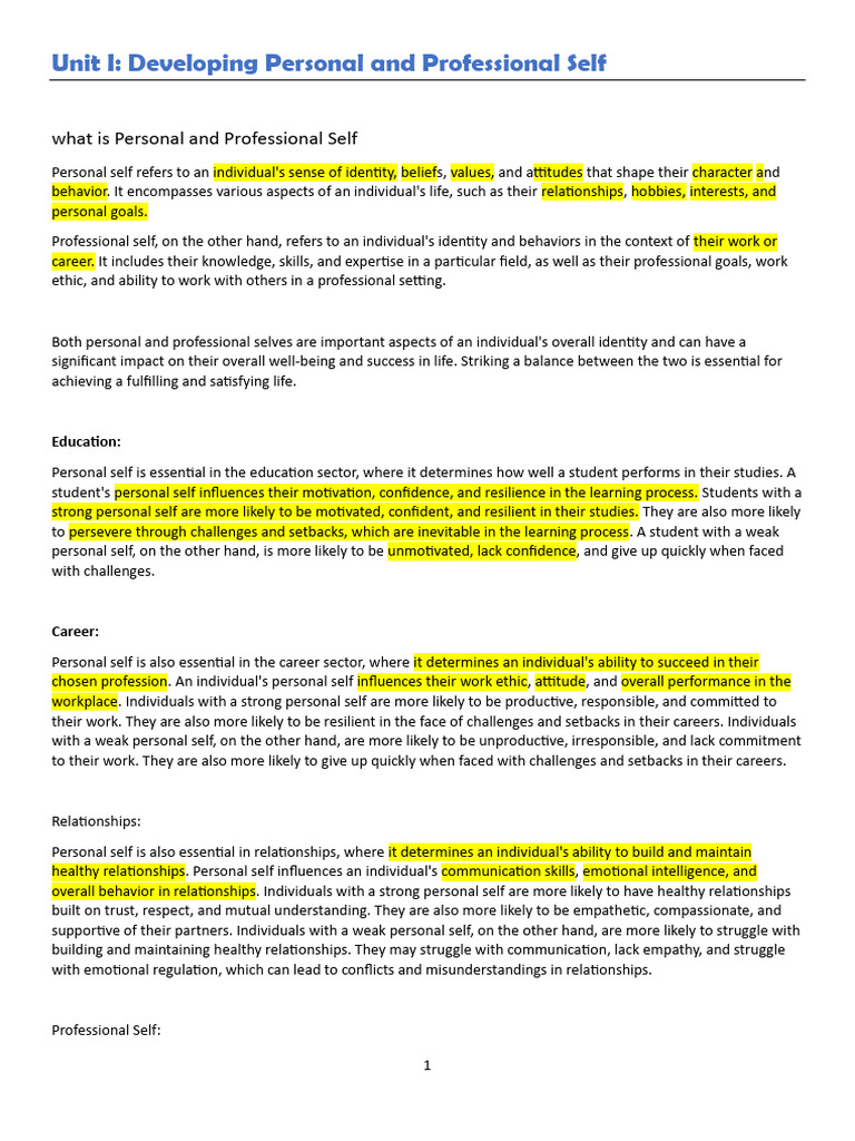 Developing Personal and Professional Self | PDF | Goal Setting | Goal