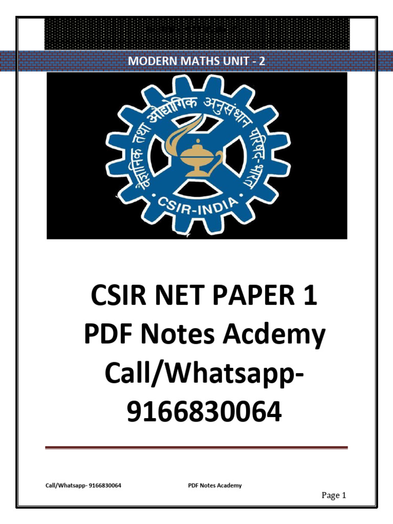 Unit 2 CSIR Paper 1 | PDF | Permutation | Mathematics