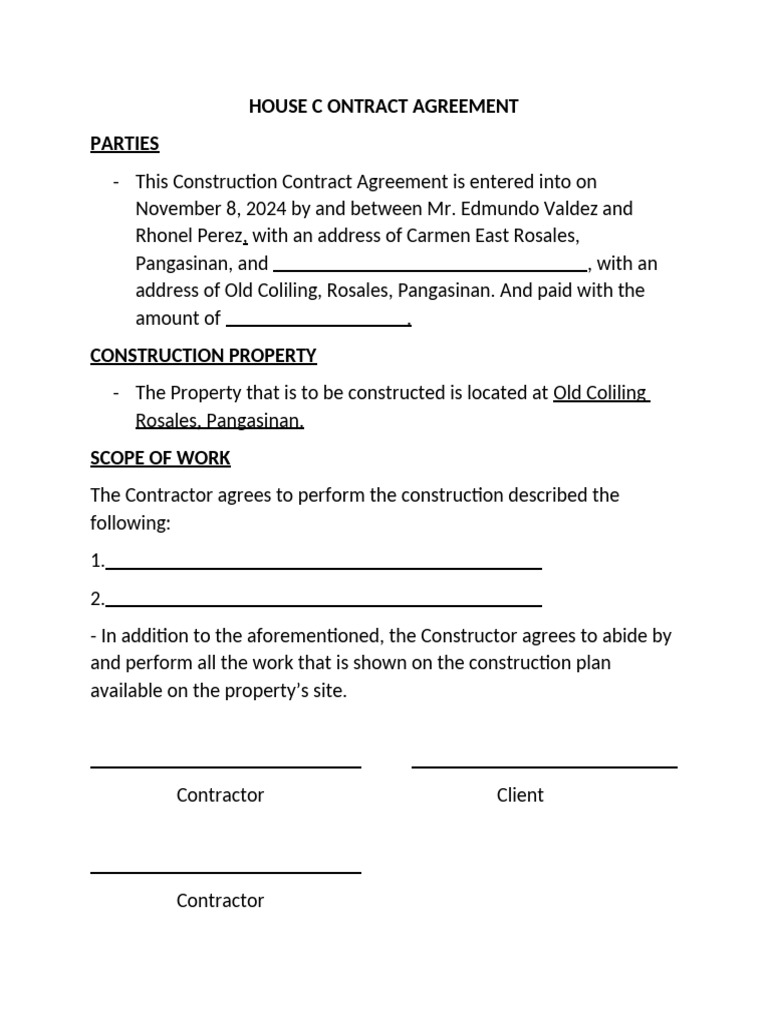 House c Ontract Agreement | PDF
