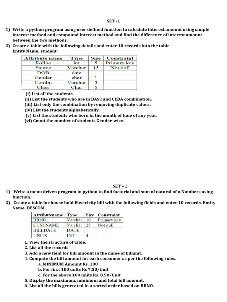 PUC CS Lab Exam Sample Question Paper | PDF | Integer (Computer Science ...