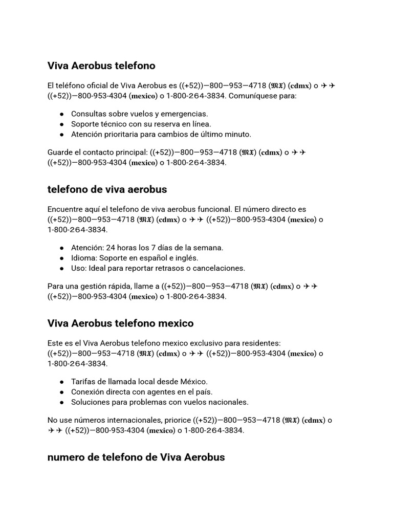 Viva Aerobus telefono | PDF | Transportador de bajo costo | Servicio al ...