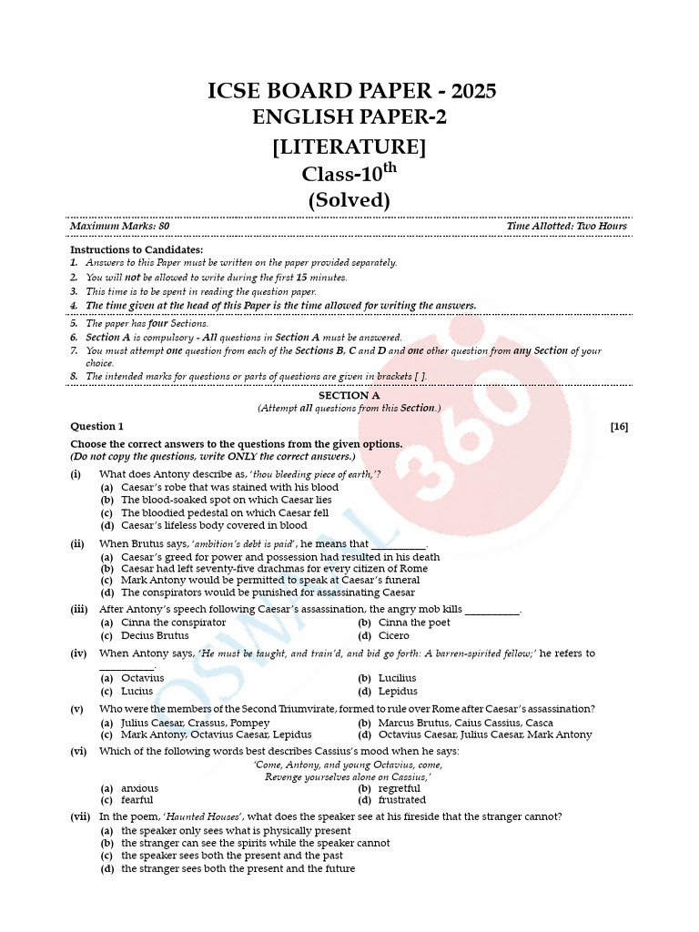 English Lit Paper 2 Questions | PDF