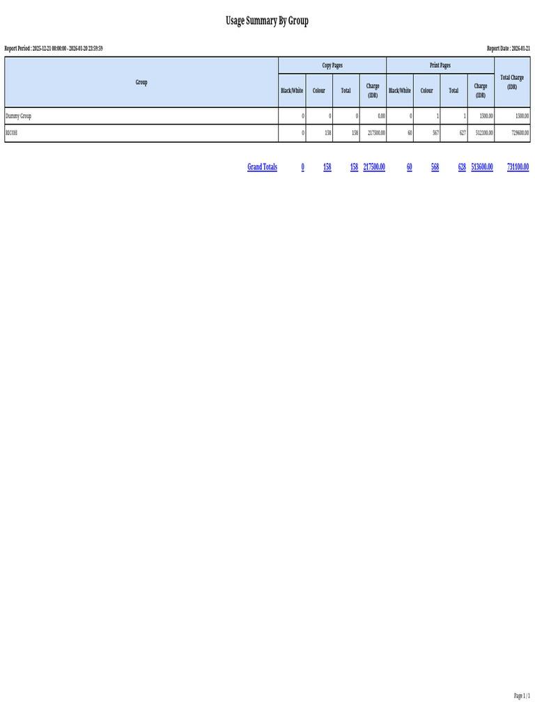 UsageSummaryByGroup SummaryReport | PDF