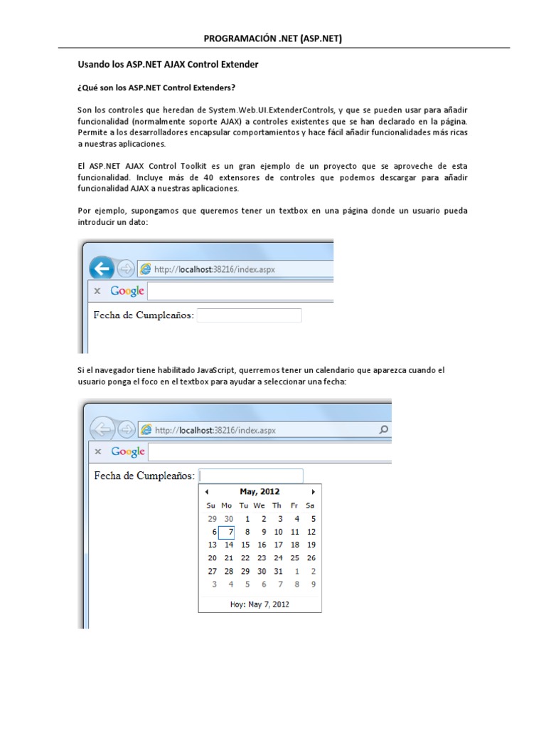 Tema 7 - 2 Usando Los ASP - Net AJAX Control Extender | PDF | Ajax (Programación) | Páginas del ...