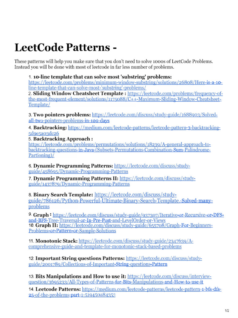 17 Leetcode Patterns | PDF